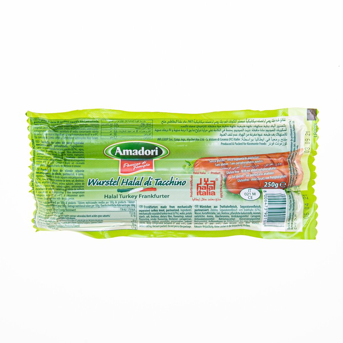 WÜRSTEL DI TACCHINO HALAL AMADORI GR. 250 - l'ecommerce secondo Iper Tosano