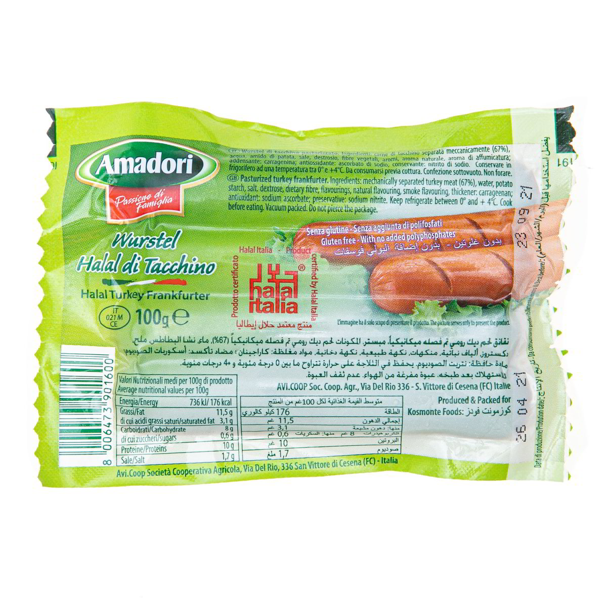 WÜRSTEL DI TACCHINO HALAL AMADORI GR. 100 - l'ecommerce secondo Iper Tosano