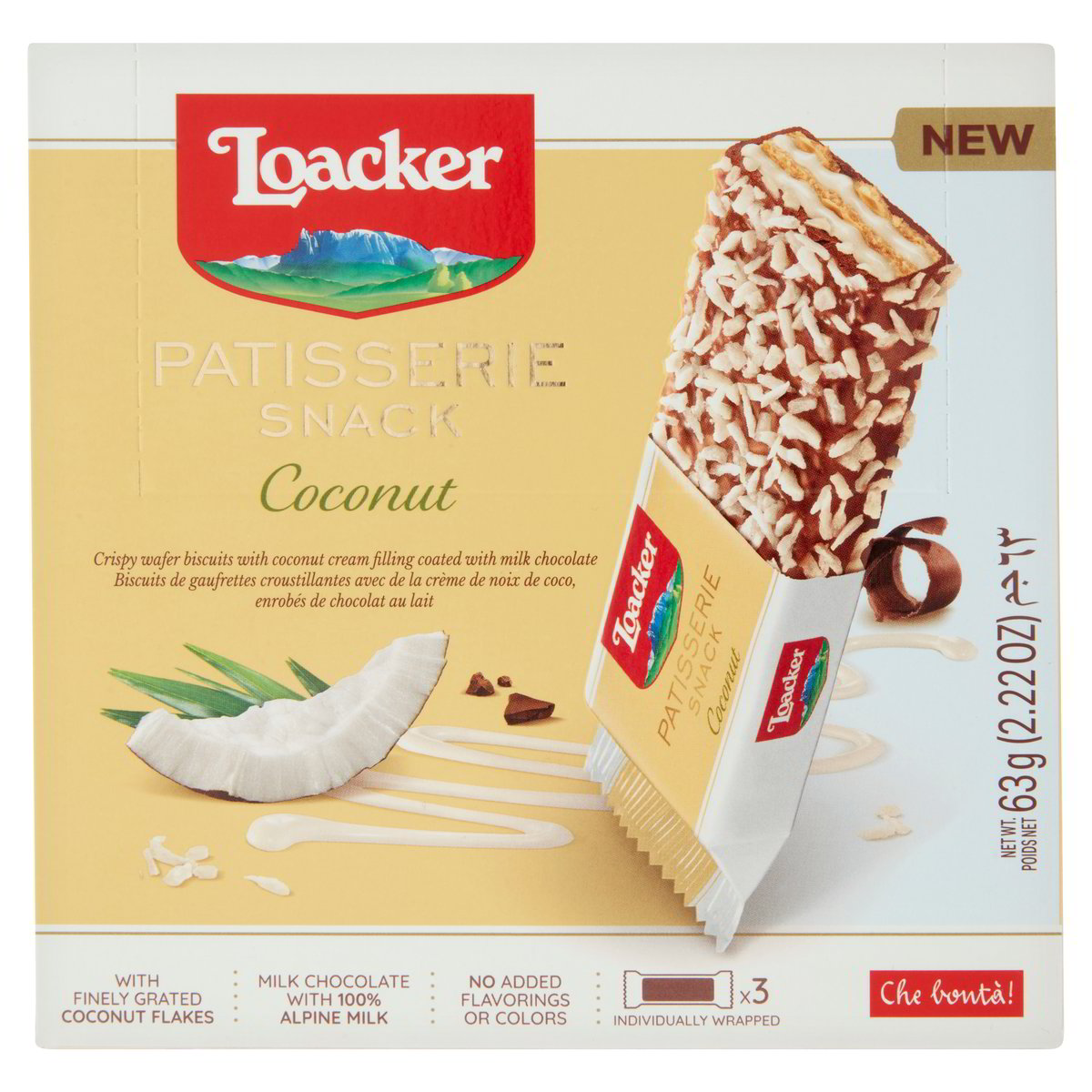 PATISSERIE SNACK WAFER CON CREMA AL COCCO LOACKER GR. 21 X 3 PZ. - l ...