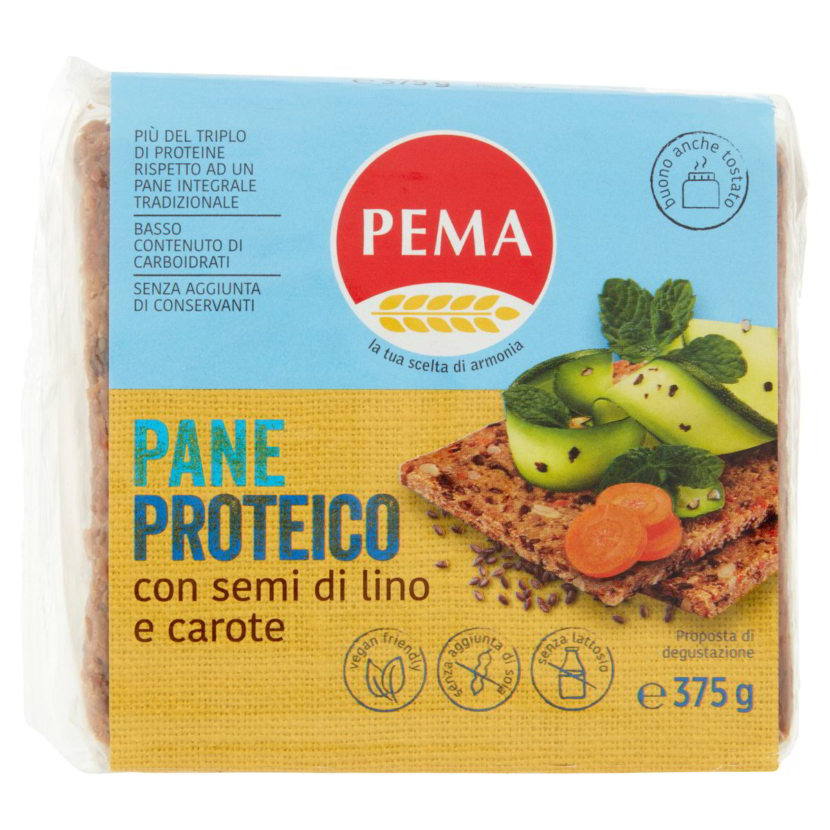 PANE PROTEICO CON SEMI DI LINO E CAROTE PEMA GR.375 - l'ecommerce ...