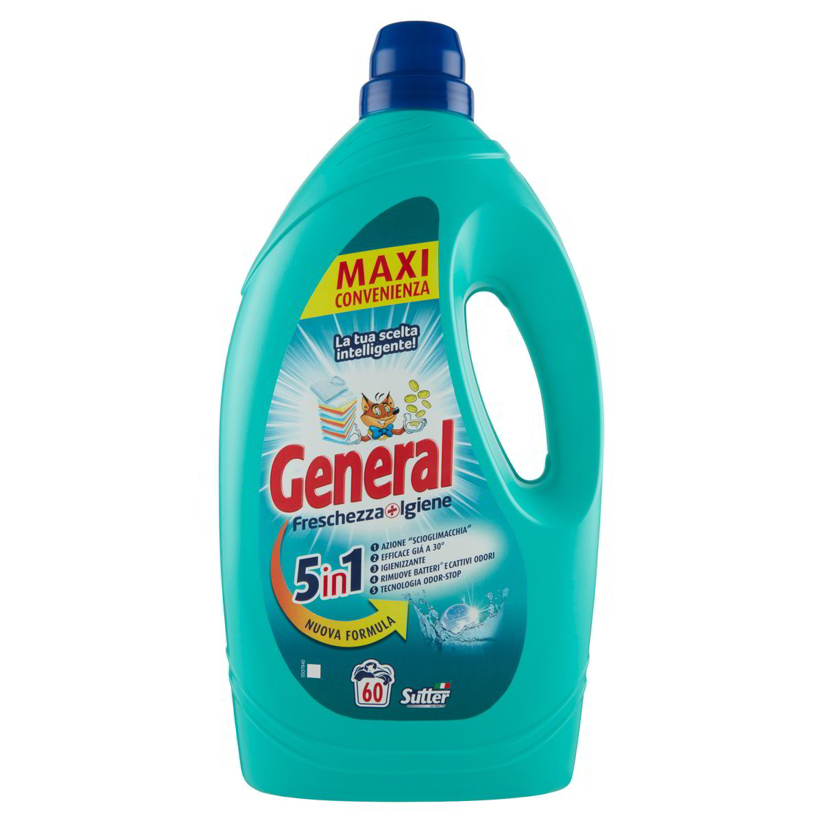 DETERSIVO LIQUIDO FRESCHEZZA+IGIENE 60 LAVAGGI GENERAL LT.2,70 - l ...