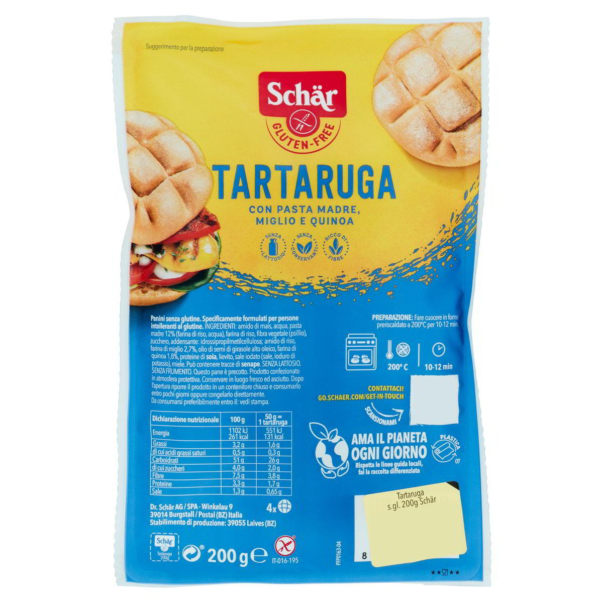 PANE TARTARUGA CON PASTA MADRE SENZA GLUTINE SCHÄR GR. 50 X 4 PZ. - l ...