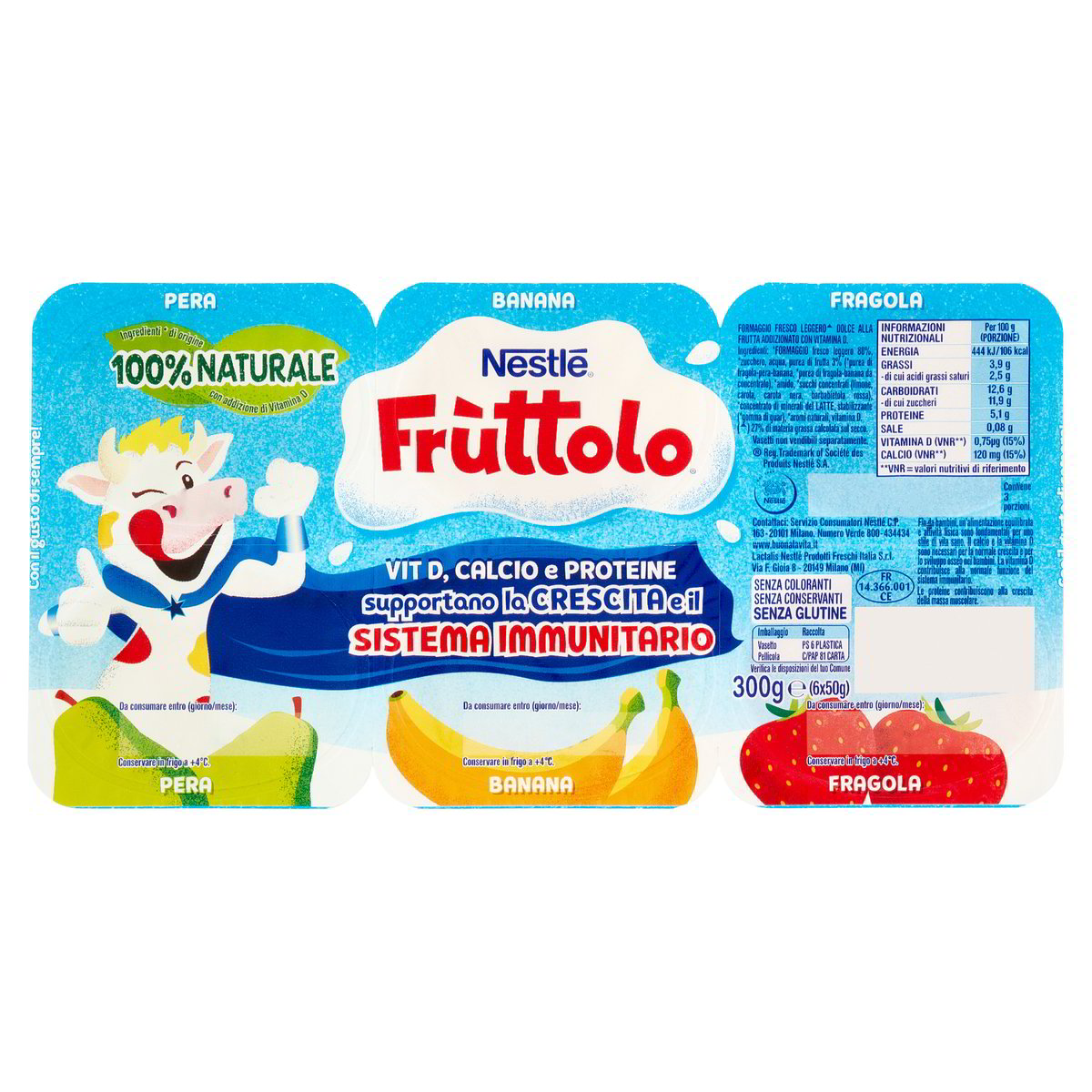 FRUTTOLO FRAGOLA/PERA/BANANA GR.50X6 - l'ecommerce secondo Iper Tosano